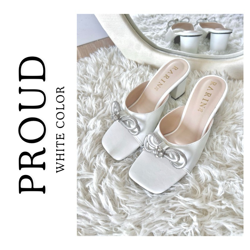 Rarin [ PROUD ] รองเท้าส้นสูง 2.5 นิ้ว โบว์เพชรฉ่ำ ! ***เท้าอวบ เท้ากว้าง แนะนำเพิ่มไซส์ ...