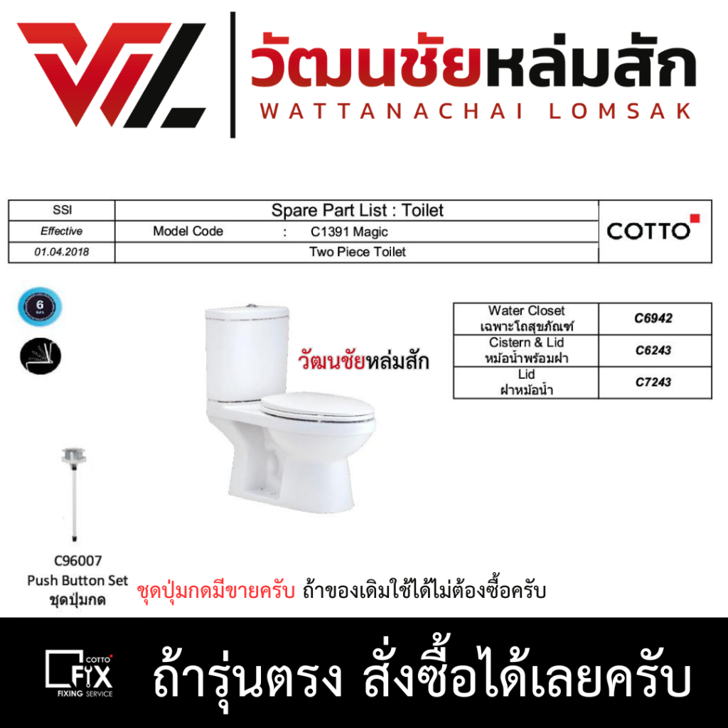 Cotto C7243 ฝาถังพักน้ำชักโครก รุ่น MAJIC (ใช้กับ C1391) | Shopee Thailand