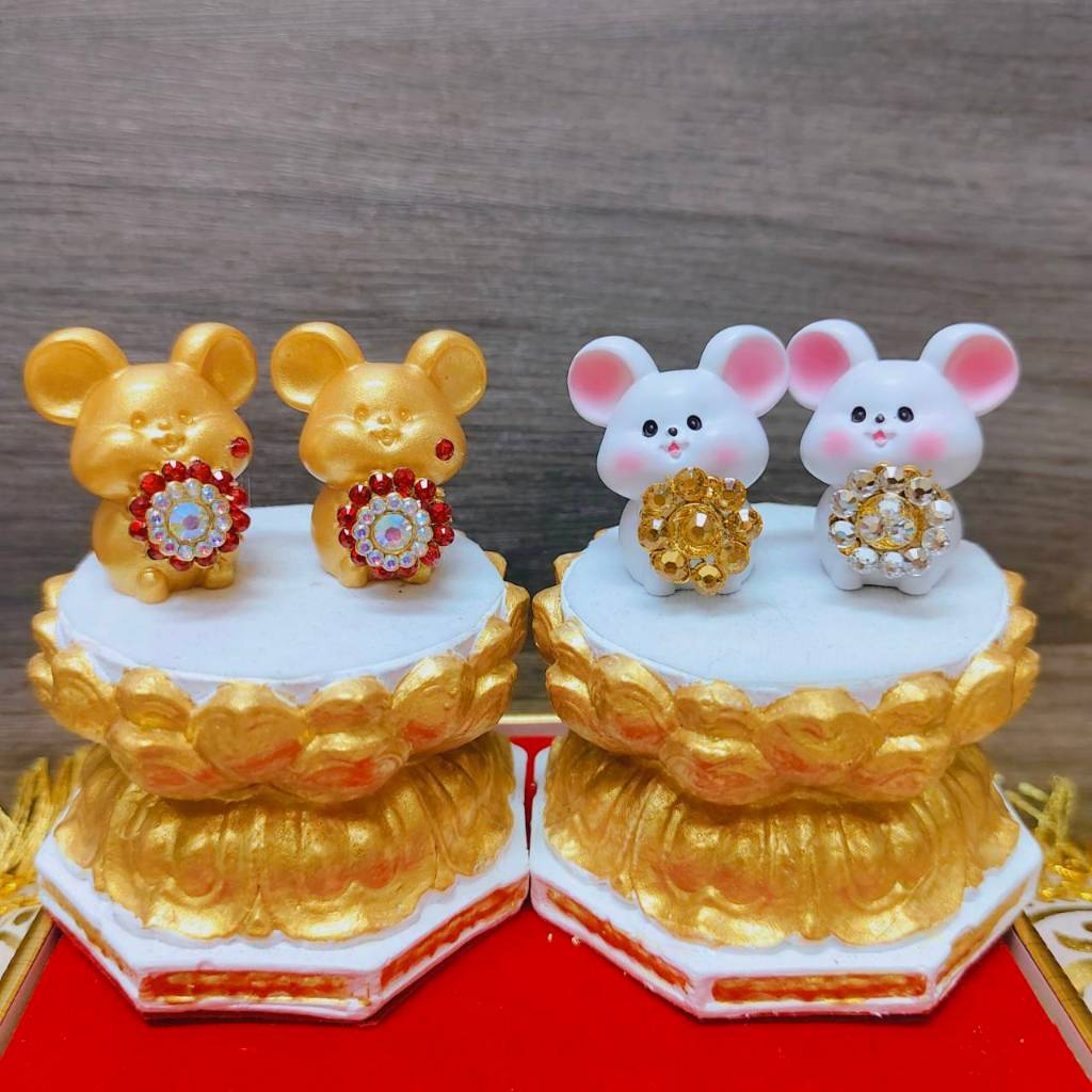 MT-MS3C มุสิกะจิ๋วน่ารัก สีทองเพชรแดง สีฟ้าเพชรเงินทอง ขนาด 1.5นิ้ว ถวายแด่พระพิฆเนศ องค์เล็กได้ ...