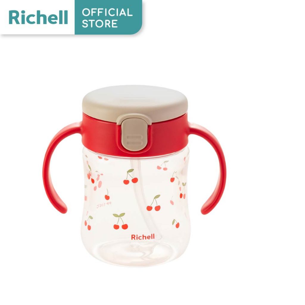 Richell(ริเชลล์) MUGOOD STRAW CUP Step 2 แก้วหัดดื่มกันสำลัก คว่ำไม่หก ตกไม่แตก ขนาด 200ml เหมาะ ...