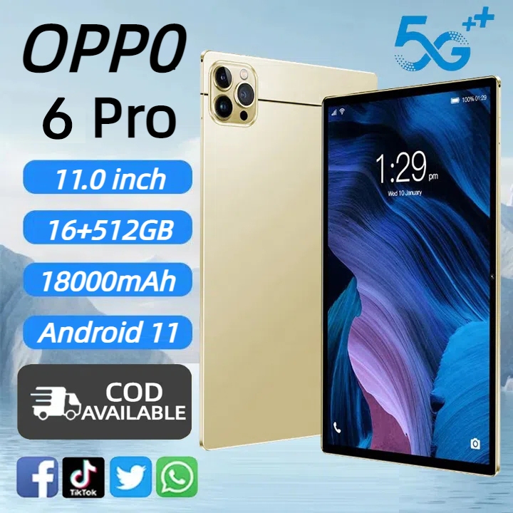 แท็บเล็ต OPP0 6 Pro Android หน้าจอเต็ม 11 นิ้ว หน้าจอใหญ่ 5G Dual SIM ...