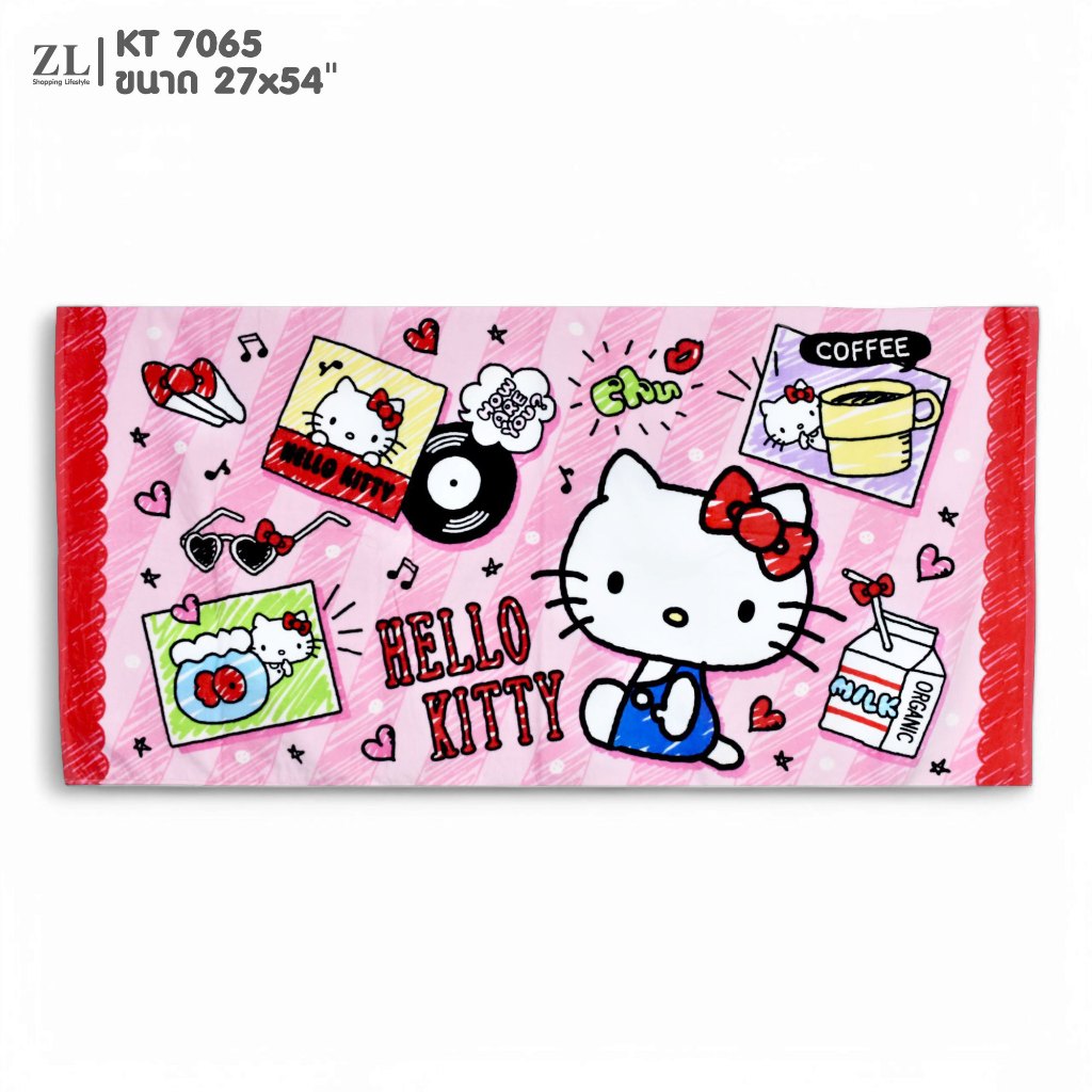 ลิขสิทธิ์ เเท้100% Sanrio ผ้าขนหนู Hello Kitty KT-7065 ขนาด 27x54 นิ้ว | Shopee Thailand