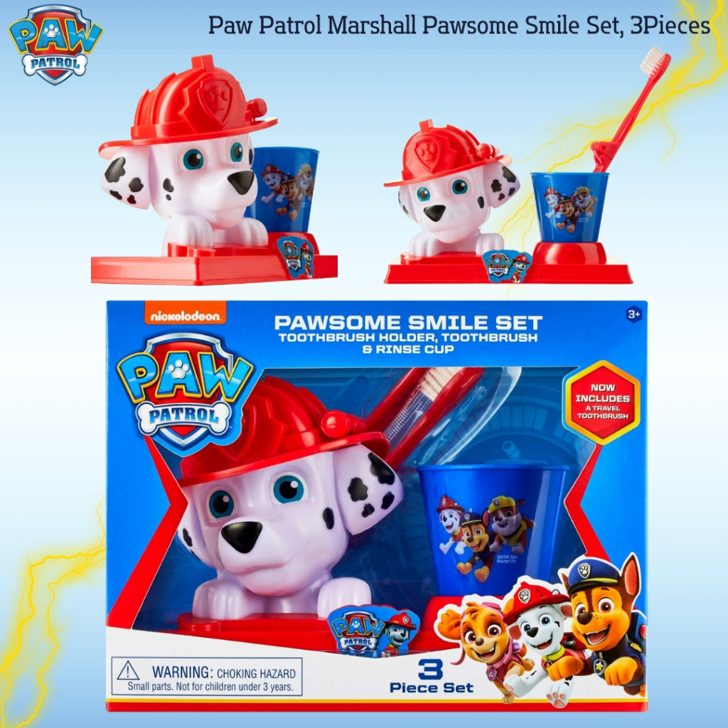 นำเข้า USA เซ็ทแปรงสีฟัน Paw Patrol Marshall Pawsome Smile Set 3 ชิ้น ...