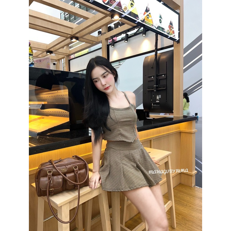 Phapassz - SET 2ชิ้น ครอปสายเดี่ยว+ กระโปรง ใส่ซับในกางเกงด้านใน ผ้านำเข้าผ้าดีนิ่มใส่สบายใส่ ...