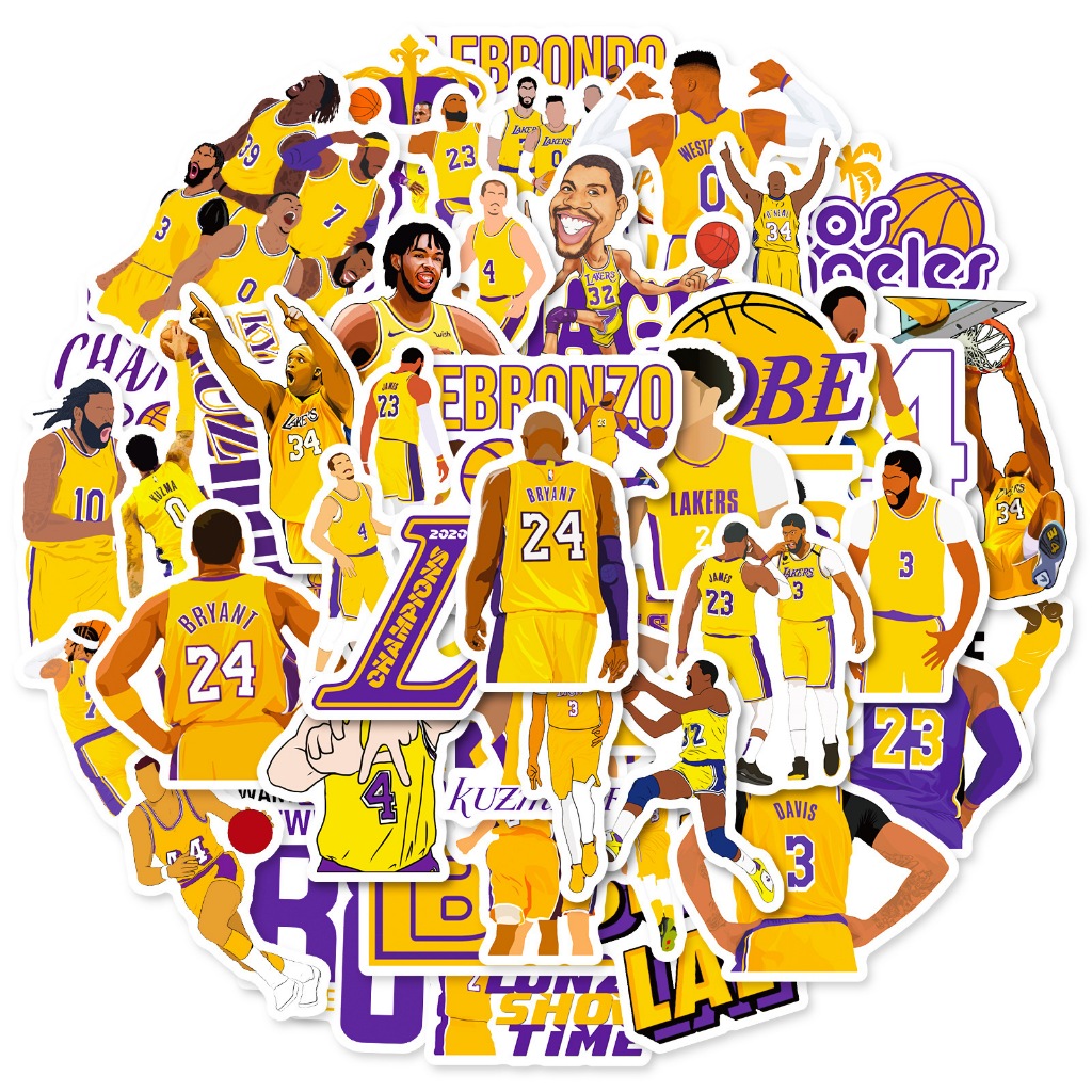 NBA Lakers Sticker Set 50 pcs สติกเกอร์ลายทีม Lakers เซ็ทนึง มี 50 ชิ้น ...