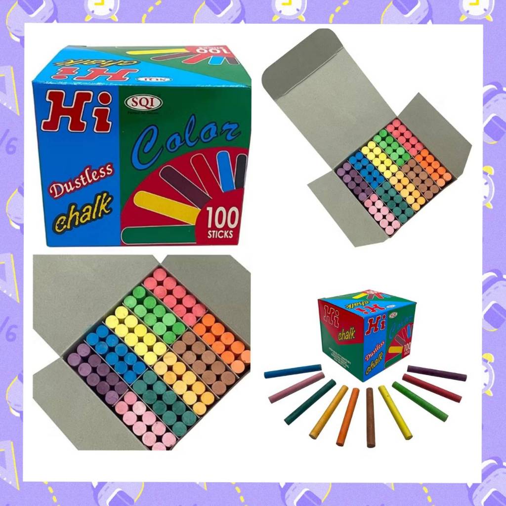 ไฮ ชอล์กสี 100 แท่ง/กล่อง Hi Chalk 100 Stick / Box | Shopee Thailand