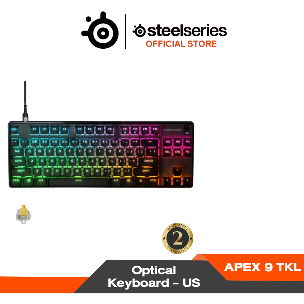 SteelSeries Apex 9 TKL Optical Gaming Keyboard คีบอร์ดเกมมิ่ง ออปติคอล Ten Key Less ไฟ RGB ปุ่ม ...