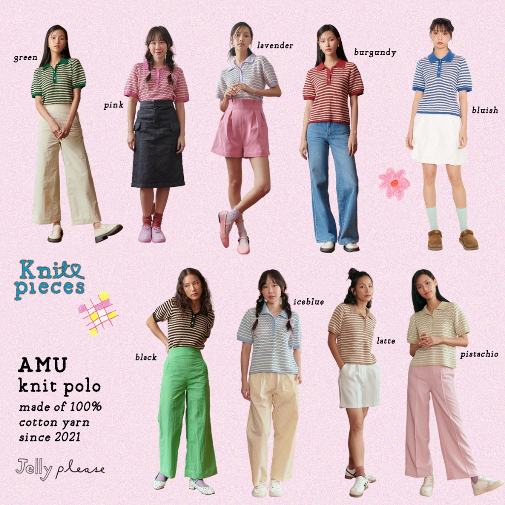 JELLYPLEASE - AMU knit polo | Shopee Thailand