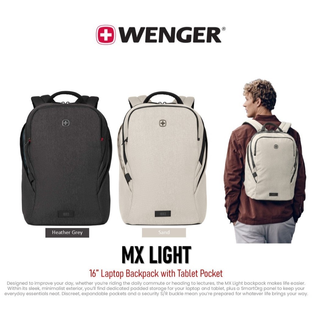 Wenger MX Light 16'' Laptop Backpack with Tablet Pocket (611642/653499) เป้สะพายหลัง กระเป๋าโน๊ต ...