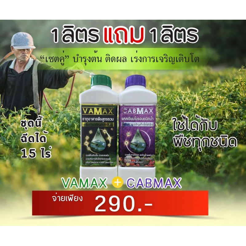 ปุ๋ยน้ำธาตุรวม 7 ชนิด และแคลเซี่ยมโบรอน cabmax 1 ลิตร แถม vamax 1 ลิตร ...