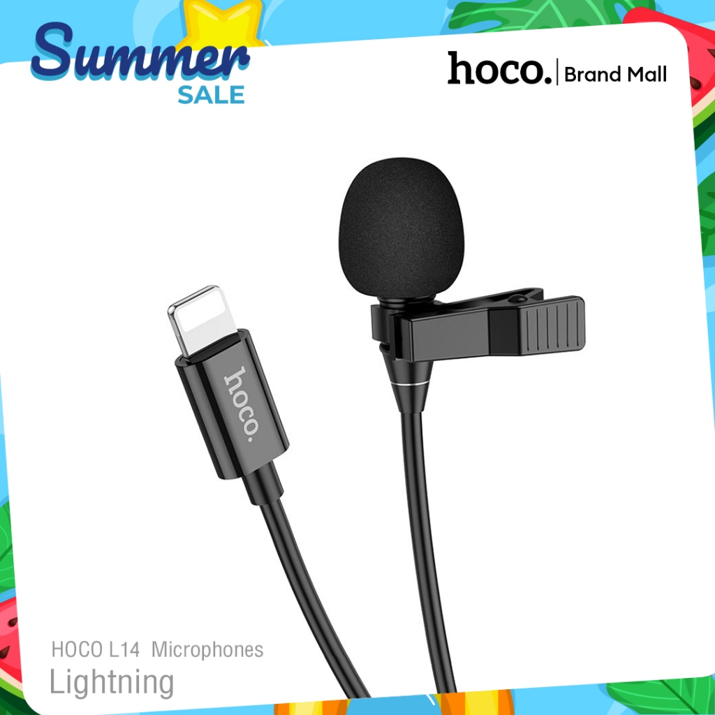 [summer sale] Hoco L14 ไมค์หนีบเสื้อแบบมีสาย Lightning for iPhone | Shopee Thailand