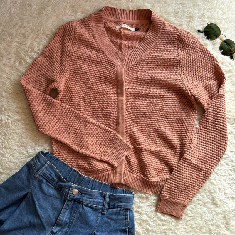 DA+PPแท้ เสื้อคลุมถัก แขนยาว สีส้มอิฐ | Shopee Thailand