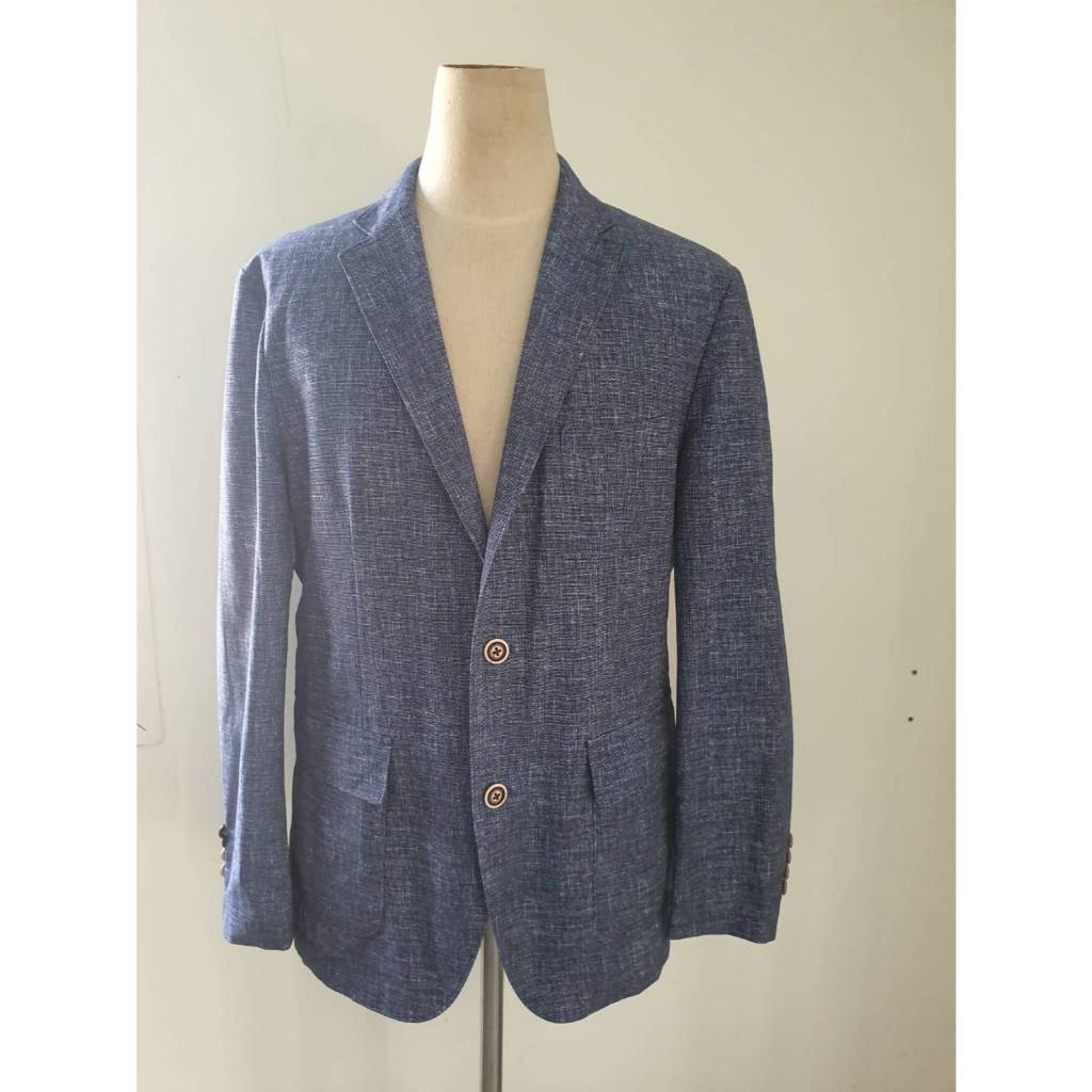 SUIT C0027 เสื้อคลุม ทรงสูท ชาย สีฟ้าเข้ม มือสอง อก 40 นิ้ว | Shopee ...