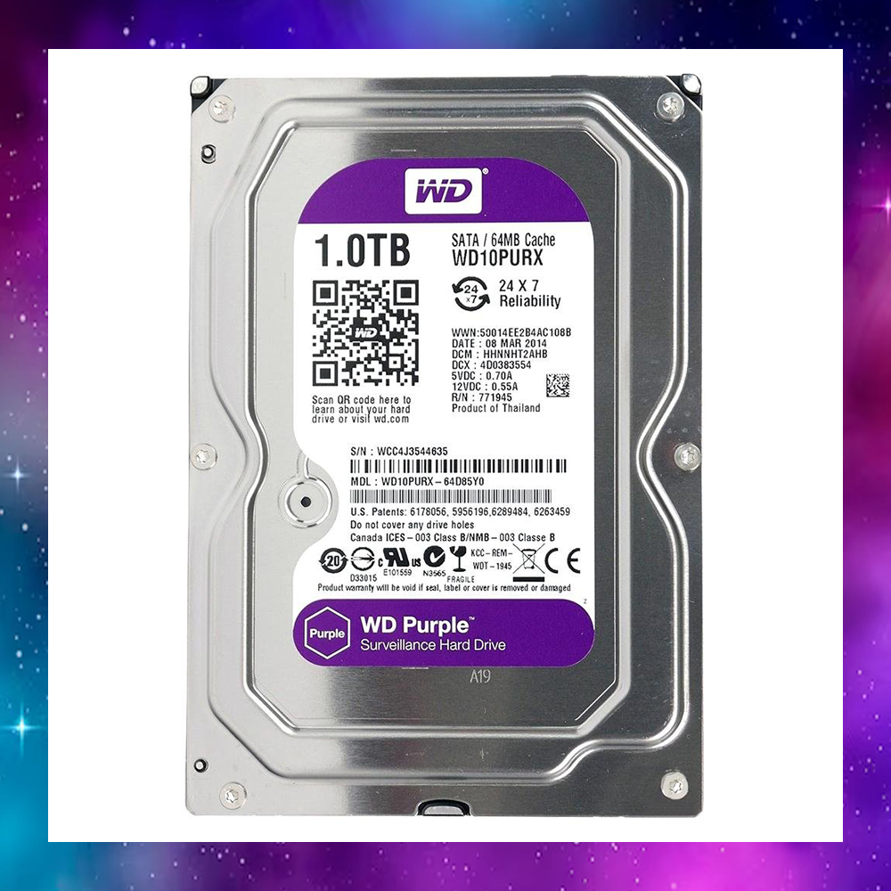 1 TB 3.5 INCH HDD (ฮาร์ดดิสก์ 3.5 นิ้ว) WD PURPLE - 5400RPM SATA3 ...