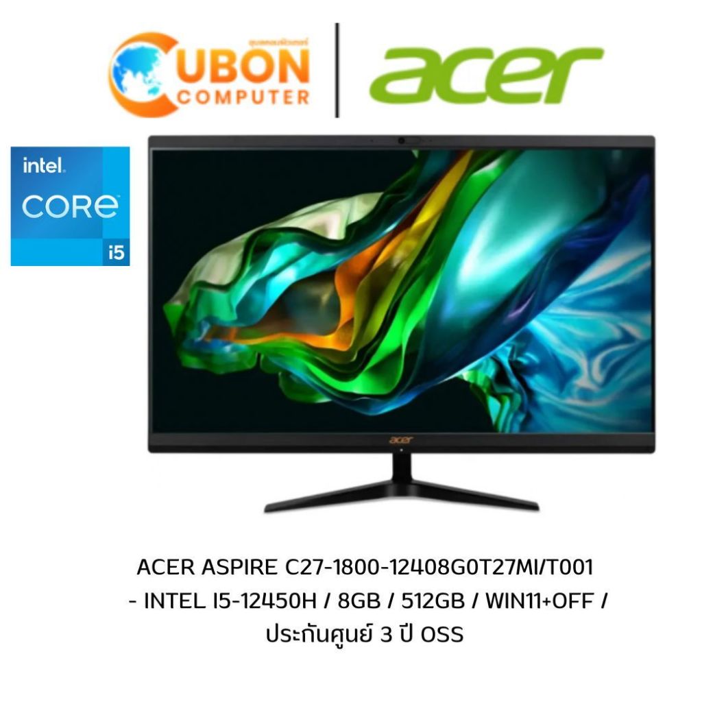 ACER Aspire C27-1800-12408G0T27Mi/T001 / Intel i5-12450H / 8GB / 512GB ...