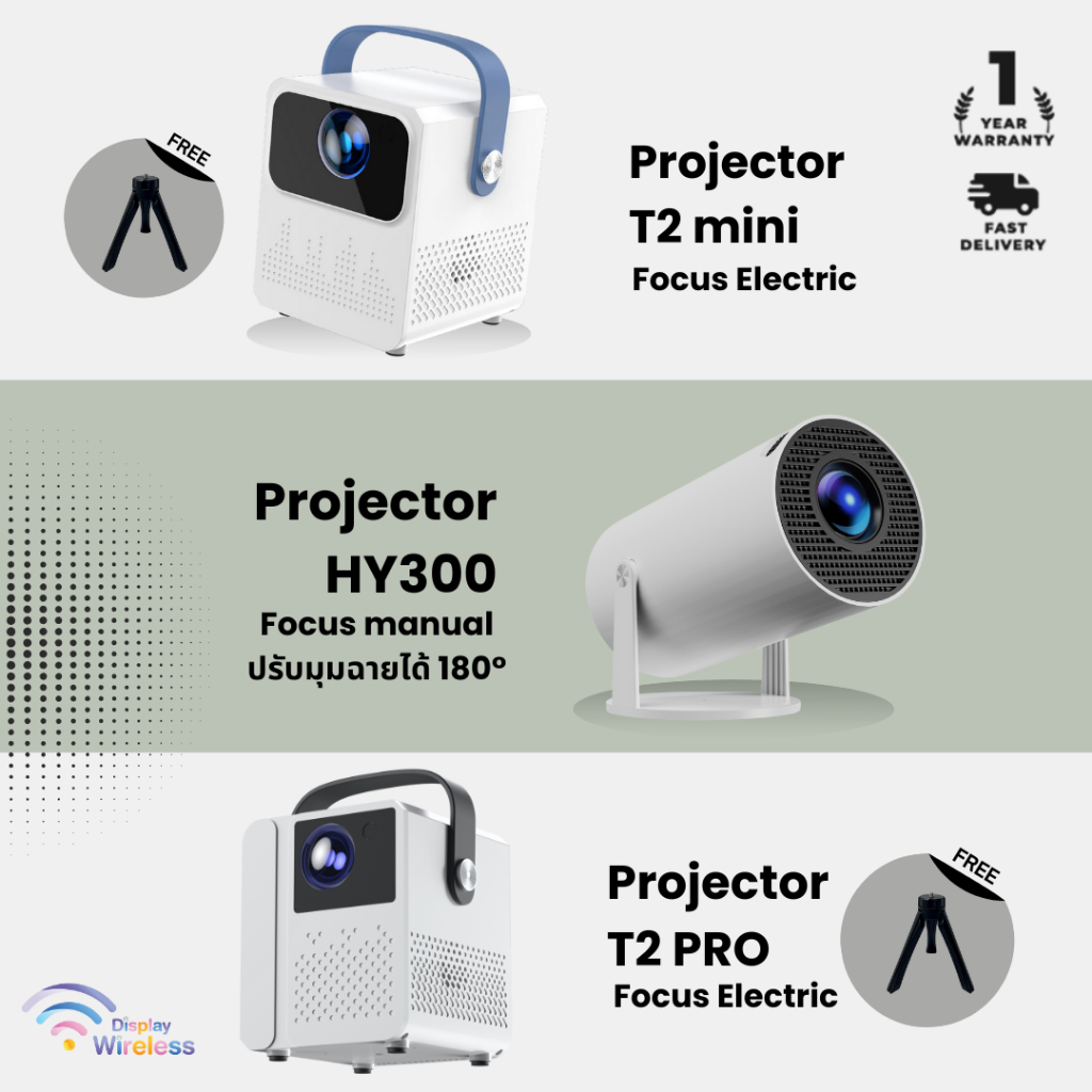 โปรเจคเตอร์พกพา! T2 Mini ,T2 Pro , HY300 Full HD รองรับมือถือ/YouTube ...