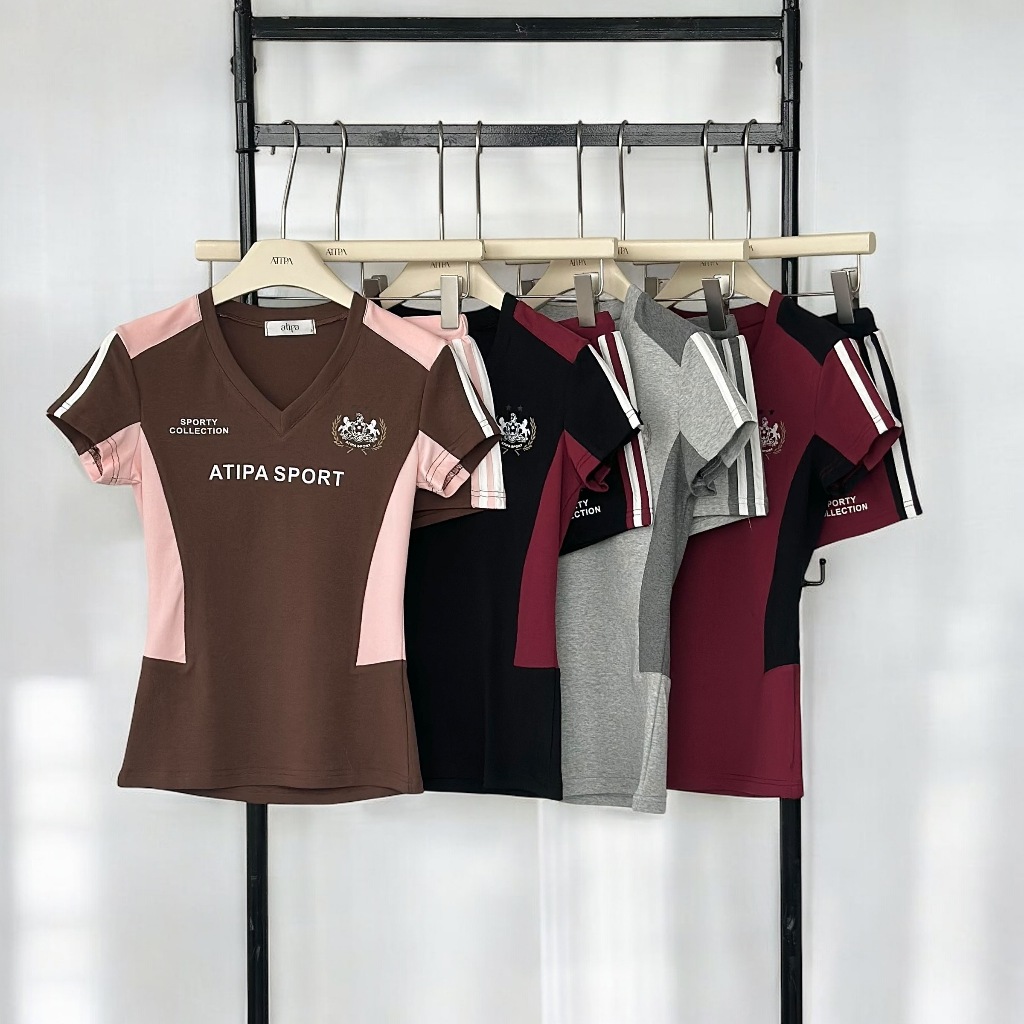 Atipashop - SPORTY ATIPA SET ชุดเซ็ท 2 ชิ้น เสื้อยิด แขนสั้น คอวี ...