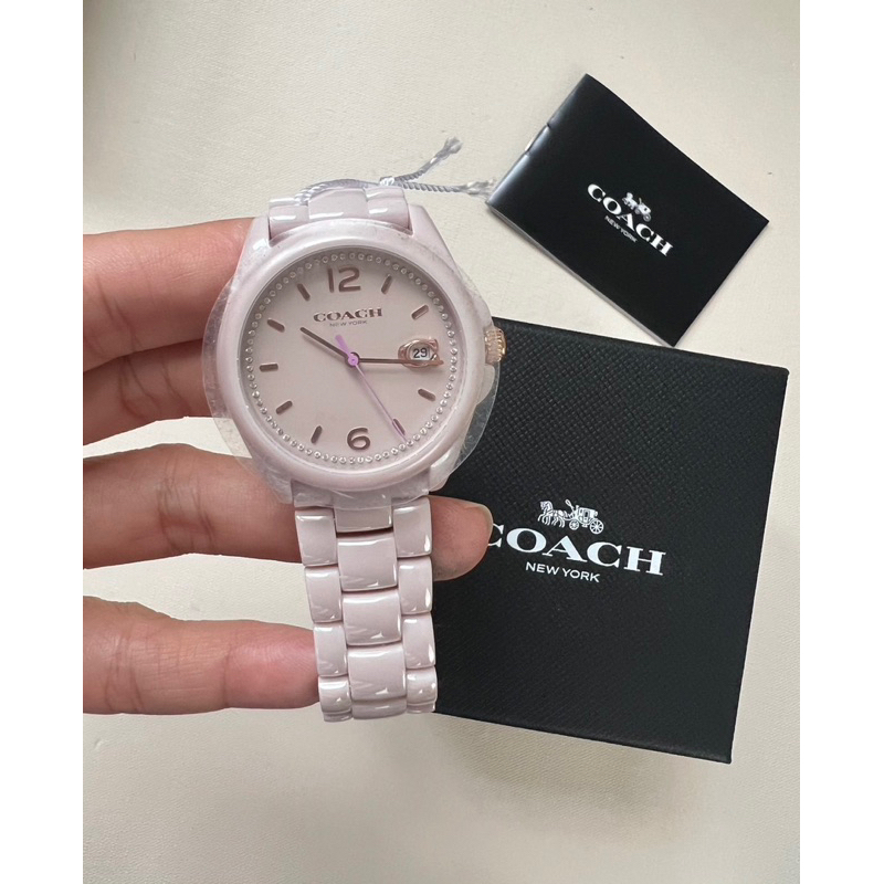 พร้อมส่ง [ผ่อน 0%] Coach Greyson Beige Ceramic Women's Watch รุ่น ...