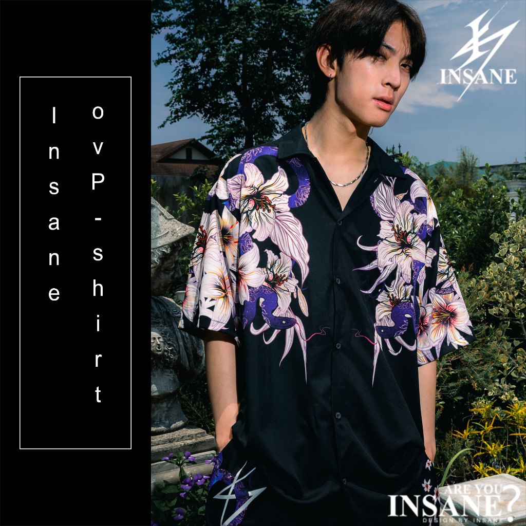 เสื้อเชิ้ตโอเวอร์ไซส์ Moonlight flower ลายวาดออกแบบลิขสิทธิ์เฉพาะ ...