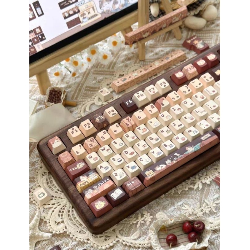 Meow Café PBT Cherry Keycap 140 keys ปุ่มกด คีย์บอร์ด คีย์แคป น่ารัก ...