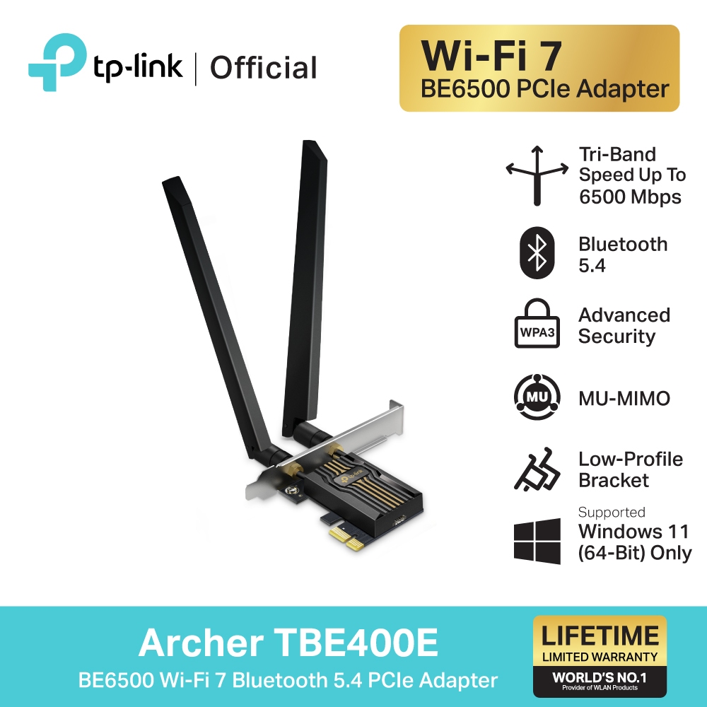TP-Link Archer TBE400E อะแดปเตอร์ไวไฟ 7 บลูทูธ5.4 BE6500 Wi-Fi 7 ...