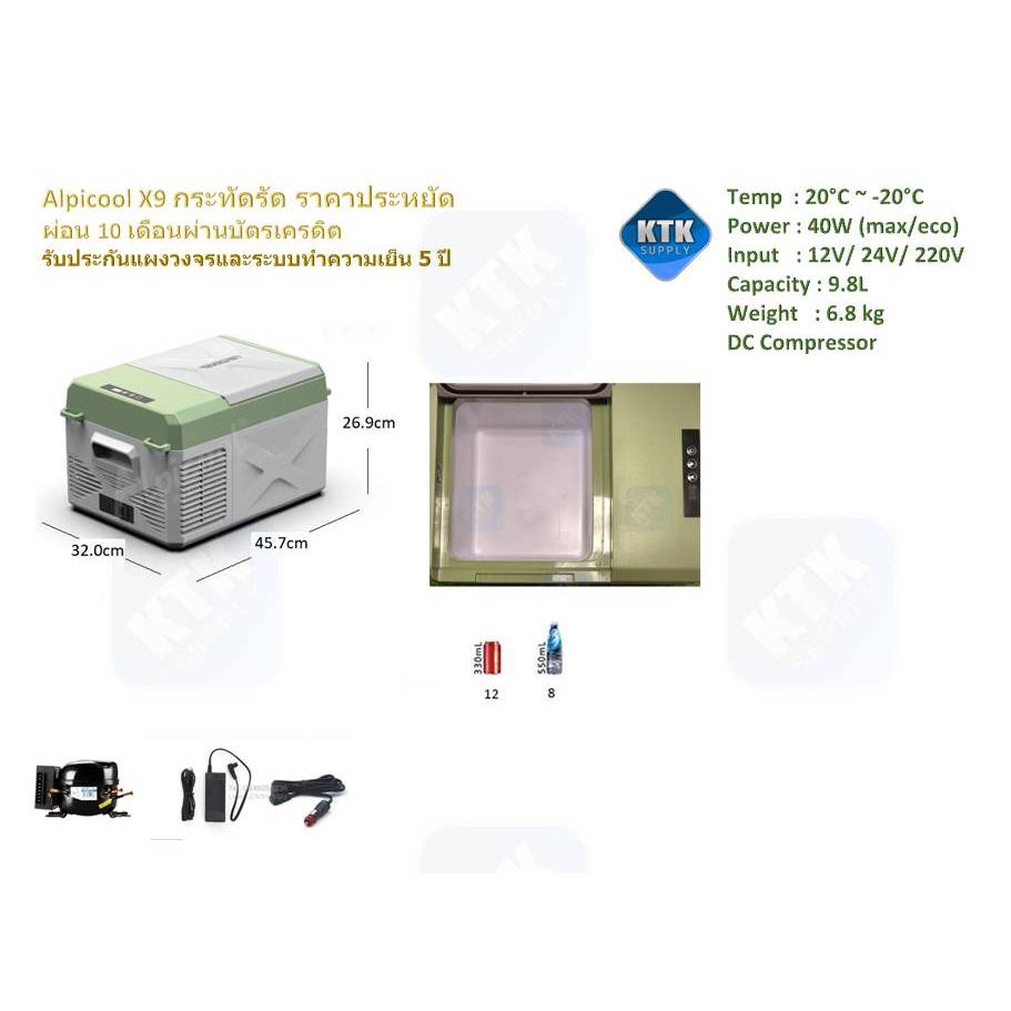 Alpicool X9 Fridge ตู้เย็นพกพา ตู้เย็น12V/24V ตู้เย็นในรถ เย็น -20°C ...