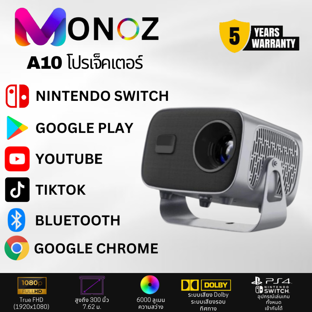 A10 โปรเจ็กเตอร์ 4kมินิโปรเจคเตอร ความละเอียด1080Pแบบพกพา, mini ...