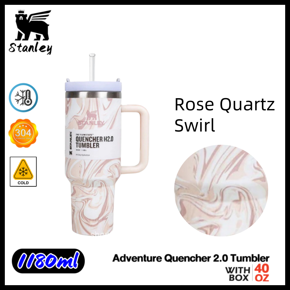 แก้วน้ำ TUMBLER 40 OZ-Rose Quartz Swirl 1180ML THE QUENCHER H2.0 ...