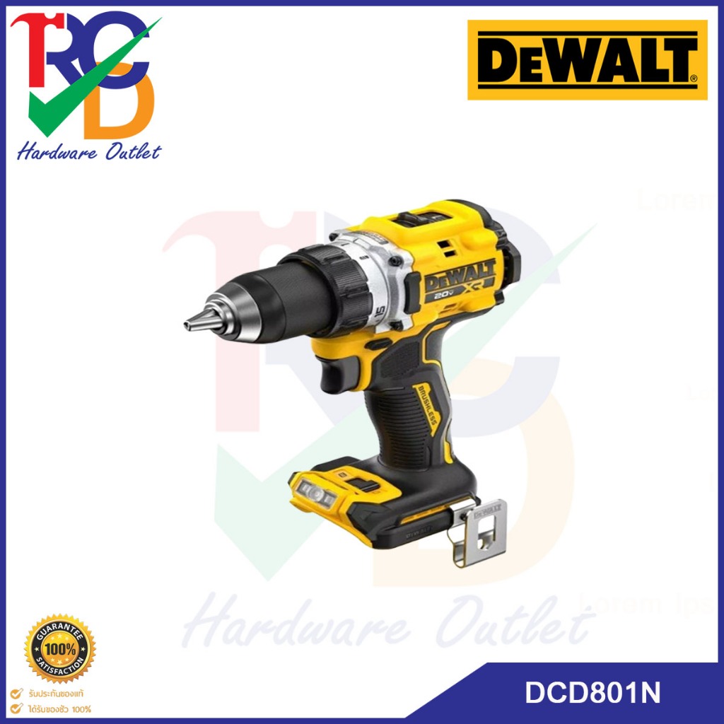 DEWALT รุ่น DCD801N-B1 สว่านไขควงไร้สายไร้แปรงถ่าน XR 20V Max เฉพาะตัว ...