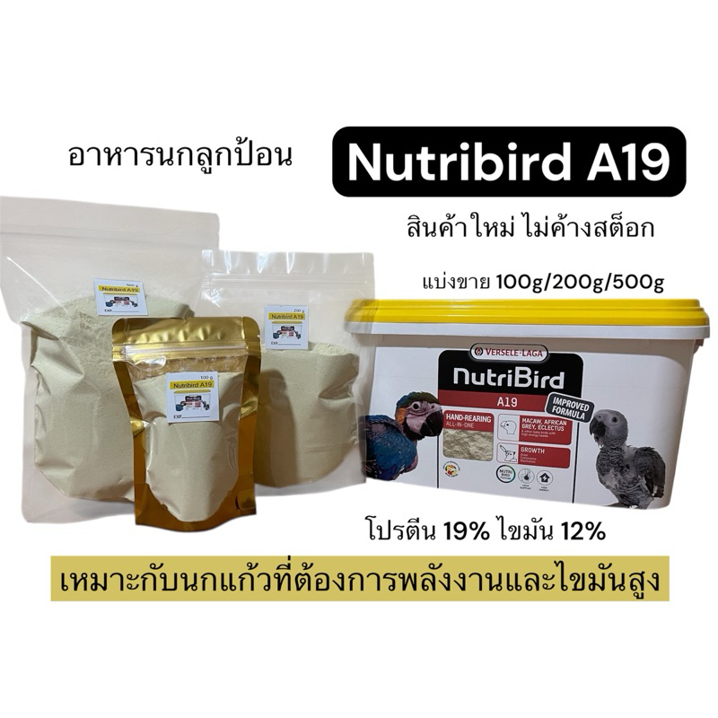 อาหารนกลูกป้อน NutriBird A19 (หมดอายุ 01/26) สำหรับนกใหญ่และนกที่ต้องการพลังงานไขมันสูง(แบ่งขาย ...