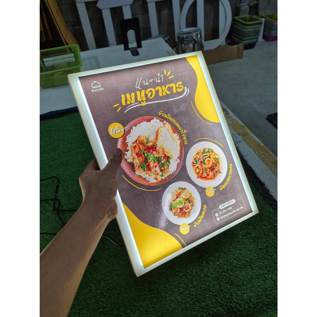 ป้ายไฟเมนู led A4 A3 A2A2 ใช้ได้ทันที ร้านอาหาร คาเฟ่ และโรงหนัง กรอบไฟเมนูอาหาร LED slim light ...