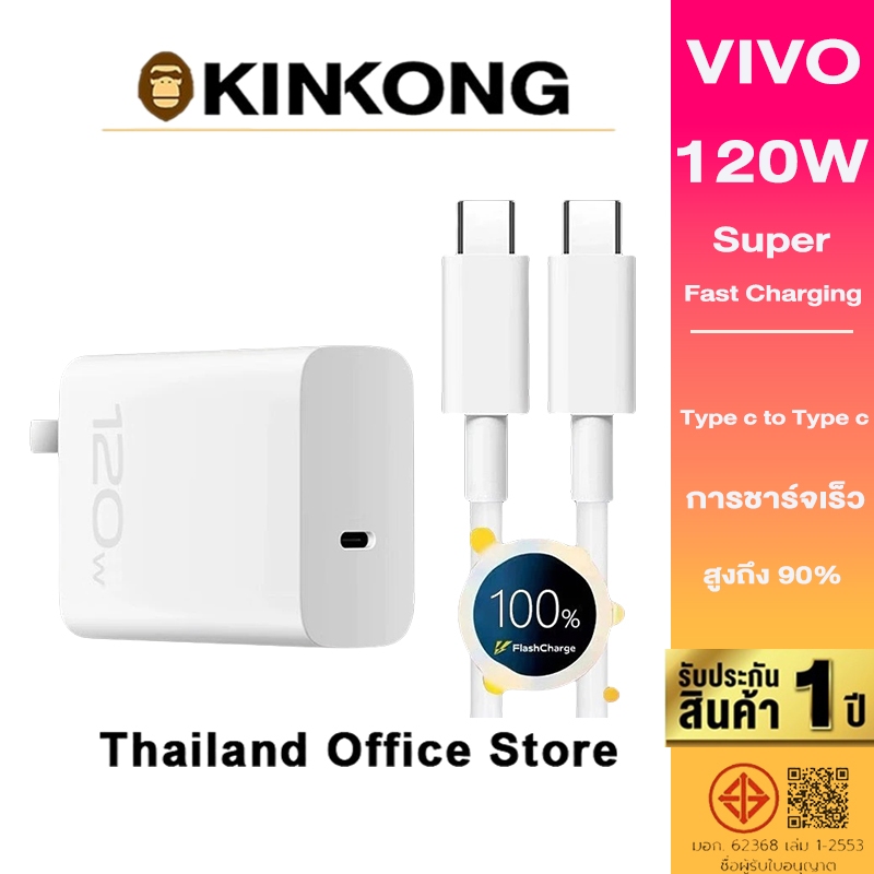 ⚡Vivo iQoo 120w GaN หัวชาร์จ +สายชาร์จ Type-C to C Official Fast Charger ชาร์จเร็ว | Shopee Thailand