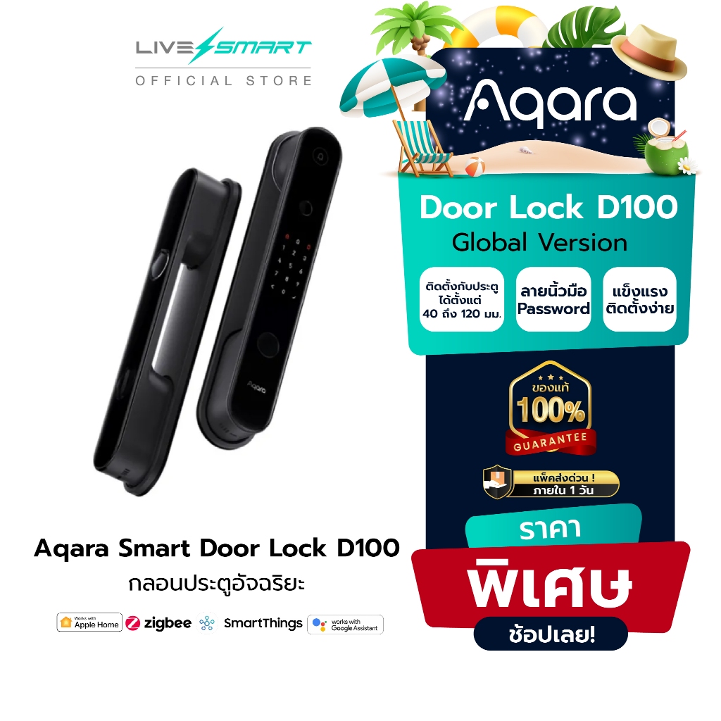 ใหม่ กลอนประตูอัจฉริยะ Aqara Smart Door Lock D100 ชุดล็อคประตูอัจฉริยะ ...