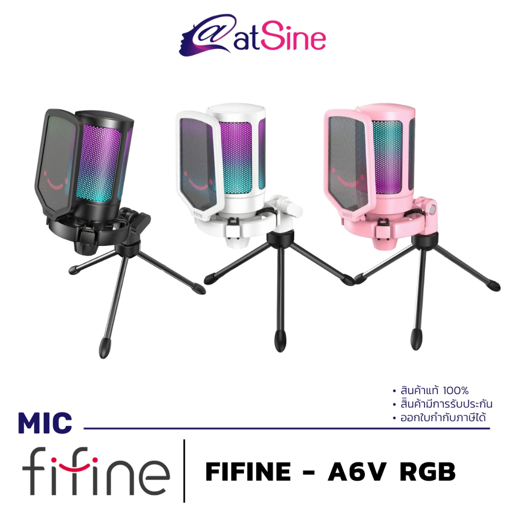 ไมค์คอนเดนเซอร์ USB MICROPHONE: FIFINE - A6V RGB (Black , White , Pink) | Shopee Thailand