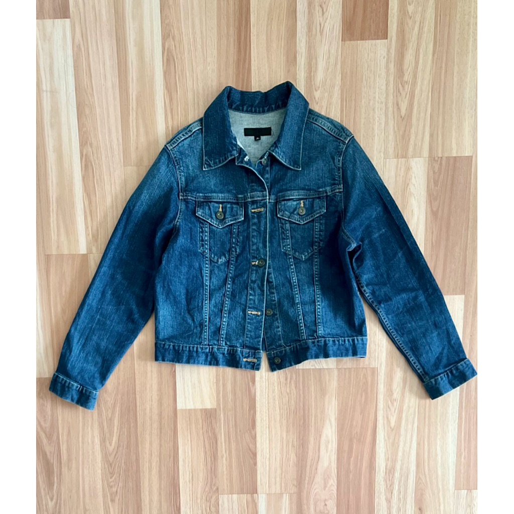 uniqlo denim jacket crop | Shopee Thailand