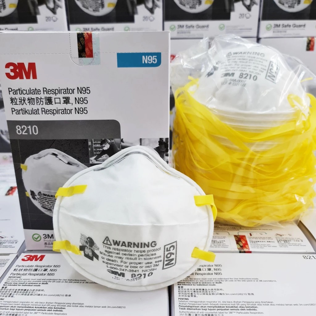N95 3M 8210 ป้องกันฝุ่น PM2.5 หน้ากากป้องกันฝุ่น (20 ชิ้น/1 กล่อง) | Shopee Thailand