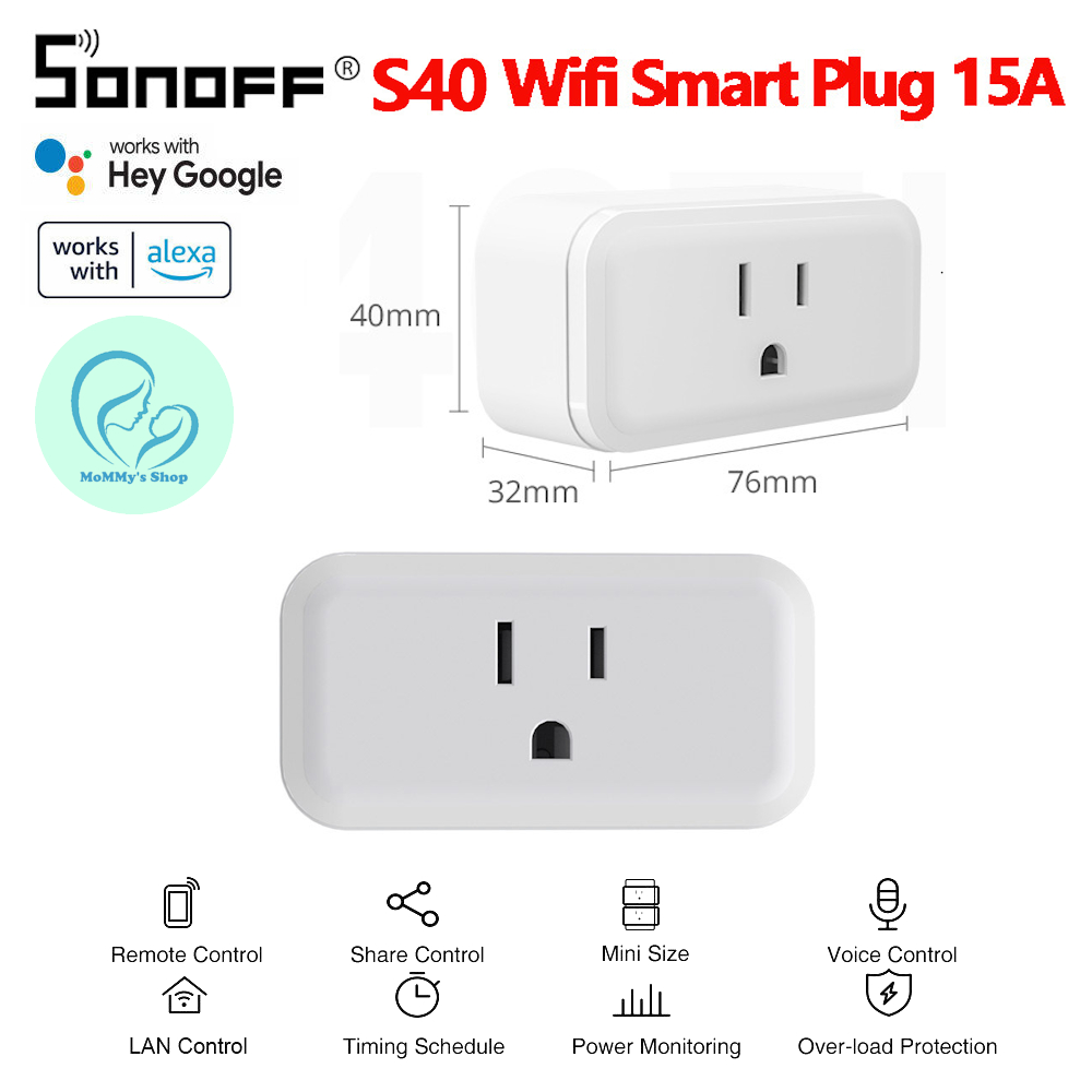 Sonoff S31 / S40 US 15A WIFI Smart Switch Socket Plug ปลั๊กอัจฉริยะ S40 พร้อมอุปกรณ์ตรวจสอบ ...