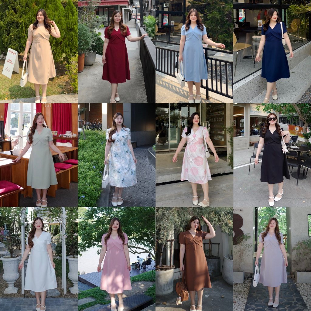 ( ️อกถึง 50") Fallyn Dress เดรสสาวอวบ ชุดสาวอวบ | Shopee Thailand