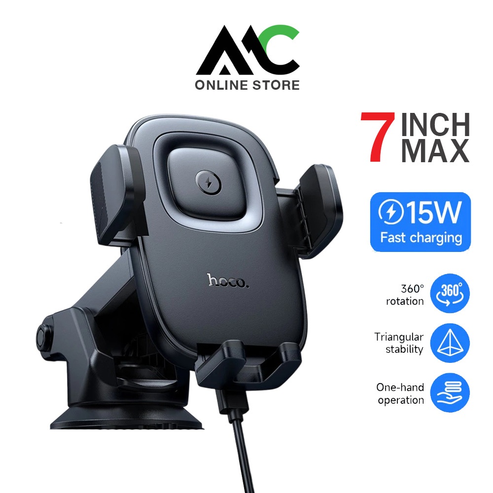 HOCO HW32 ที่วางมือถือในรถ ชาร์จไร้สาย 15W กดปุ่มล็อกอัตโนมัติ หมุน 360 ...