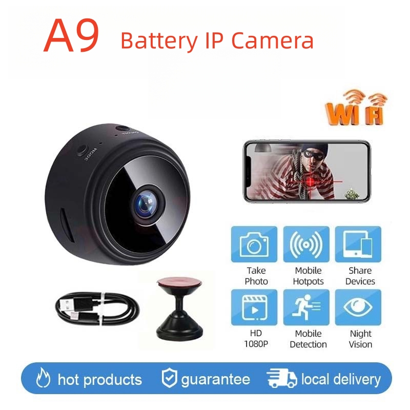A9 Battery IP Camera WiFi ขนาดเล็ก กล้องบันทึกวิดีโอไร้สาย บันทึกเสียง ...