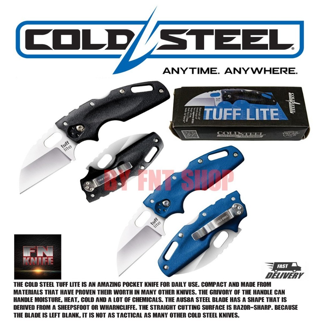 มีดพับ มีกพกพา Cold Steel TUFF LITE PLAIN EDGE AUS8A Stainless Griv Ex ...