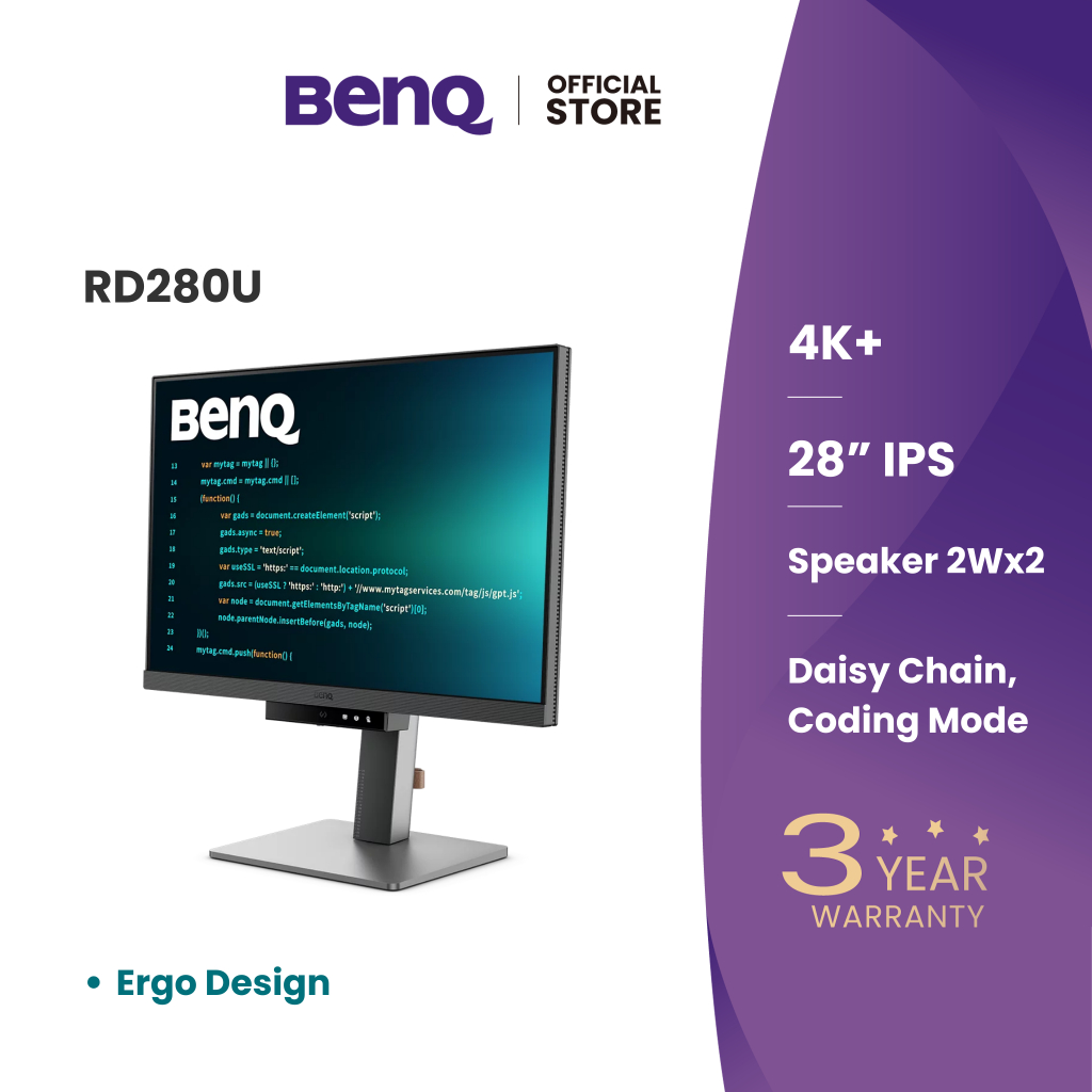 BenQ RD280U IPS 28.2นิ้ว 4K+ UHD Programming Monitor (Ultimate Coding Experience) | Shopee Thailand