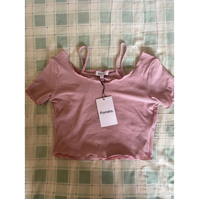 มือหนึ่งป้ายห้อย POMELO layered Off Shoulder Strap Top | Shopee Thailand