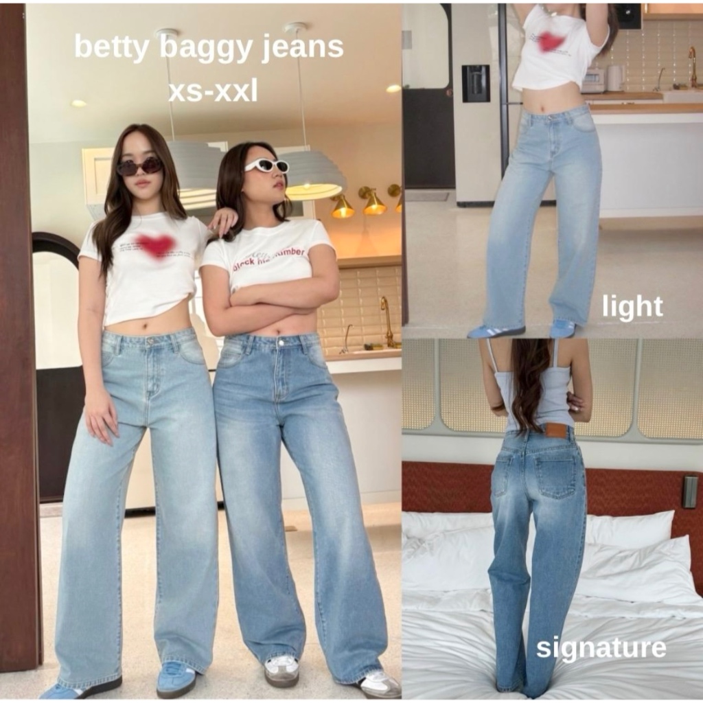 betty baggy jeans(xs-xxl) by Duex Studio กางเกงยีนส์เอวต่ำกำลังดี ...