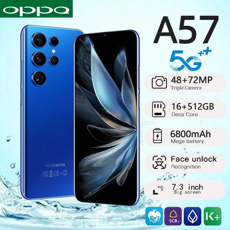 สมาร์ทโฟน OPP0 A57 7.3 นิ้ว 16+512GB Android โทรศัพท์ราคาถูก 5G WIFI รองรับซิมการ์ดคู่ โทรศัพท์ ...