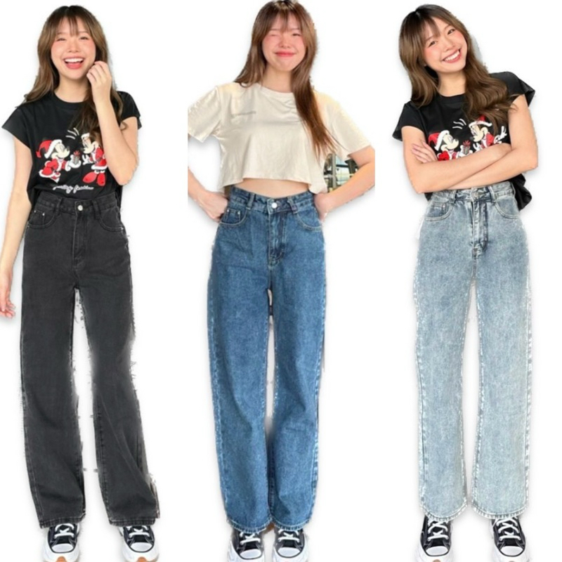 กางเกงยีนส์ MAYGAN STUDIO ขายาวทรงกระบอก งานสวยมากเอวสุงปี๊ด | Shopee ...