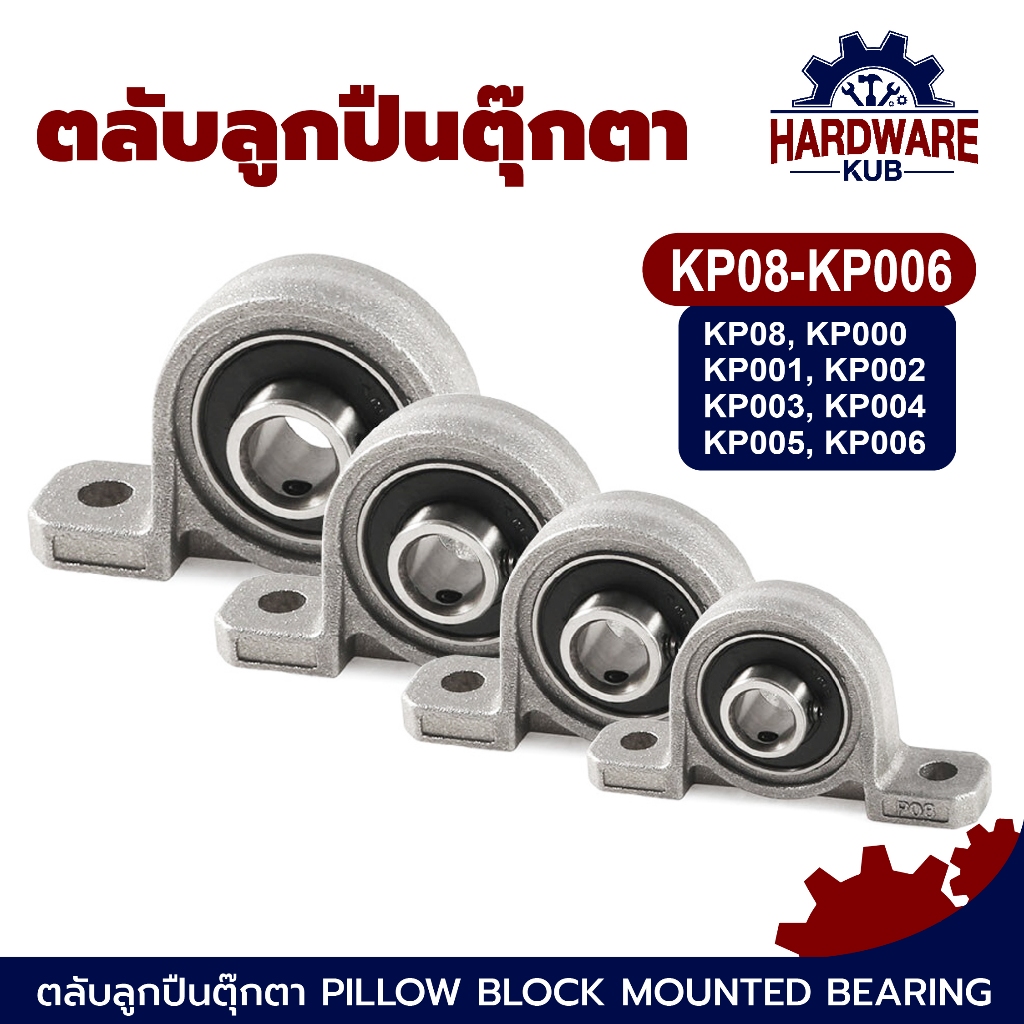 Hardwarekub ตลับลูกปืนตุ๊กตา Pillow Block Mounted Bearing KP08 KP000 ...