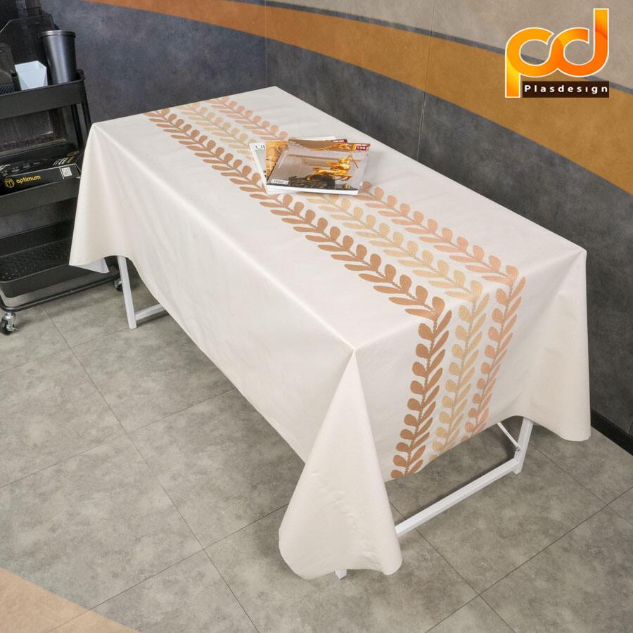 ปูโต๊ะ PW ยาว 2 เมตร ลายเชือกถักสีส้ม (PW195-R1007-1) เนื้อเหนียว ทนทาน กันน้ำ กันลื่น by ...