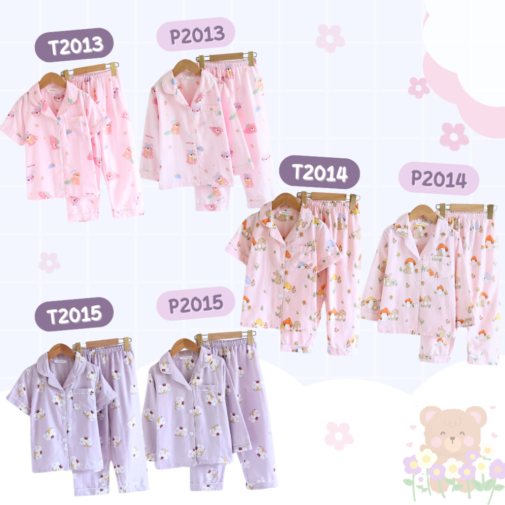 ชุดนอน Masalin KID ผ้ามัสลิน รุ่น (T2013 T2014 T2015 P2013 P2014 P2015) | Shopee Thailand