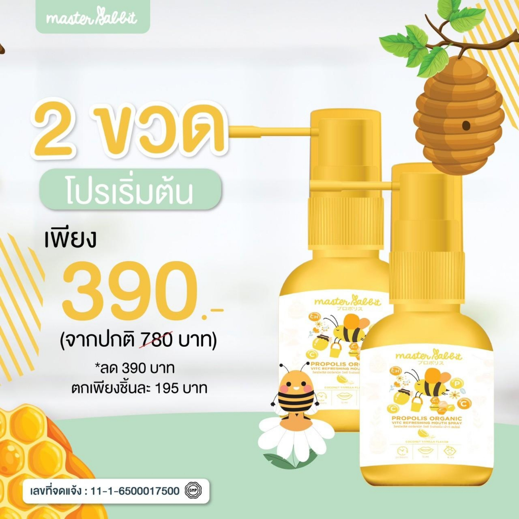 โพรโพลิสเด็ก สเปรย์ Master Rabbit Propolis โปร 2 ขวด | Shopee Thailand